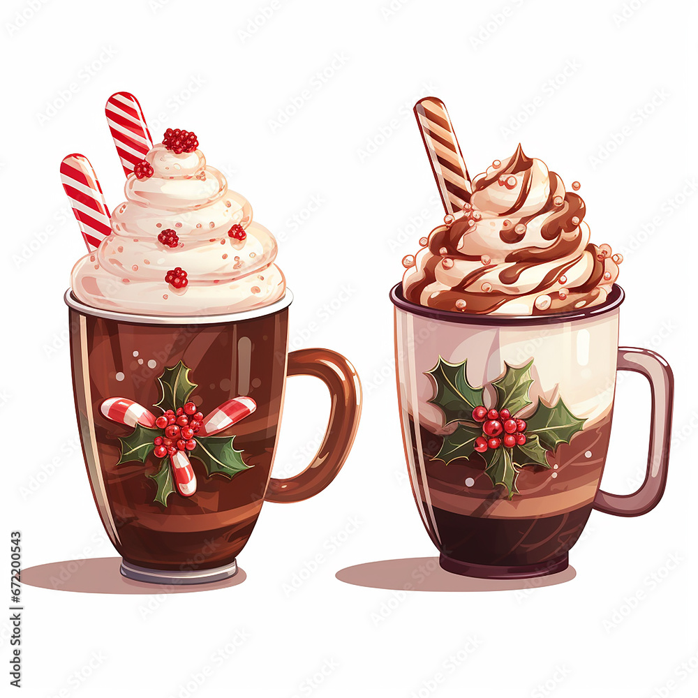 Christmas hot chocolate clipart, isolated Stock Illustration | Adobe Stock