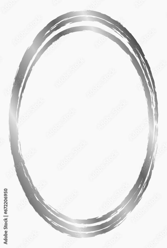 Silver oval metal frame isolated on white. Vector frame for photo ...