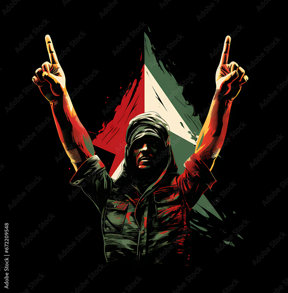 I stand with Palestine with hand icon and palestine flag. Save Gaza ...