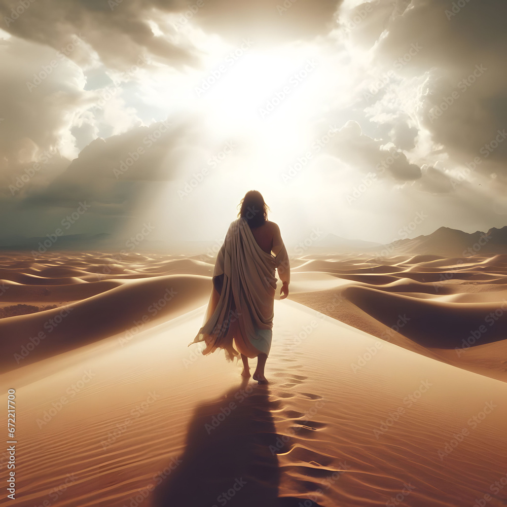 Jesus in the desert Stock Illustration | Adobe Stock