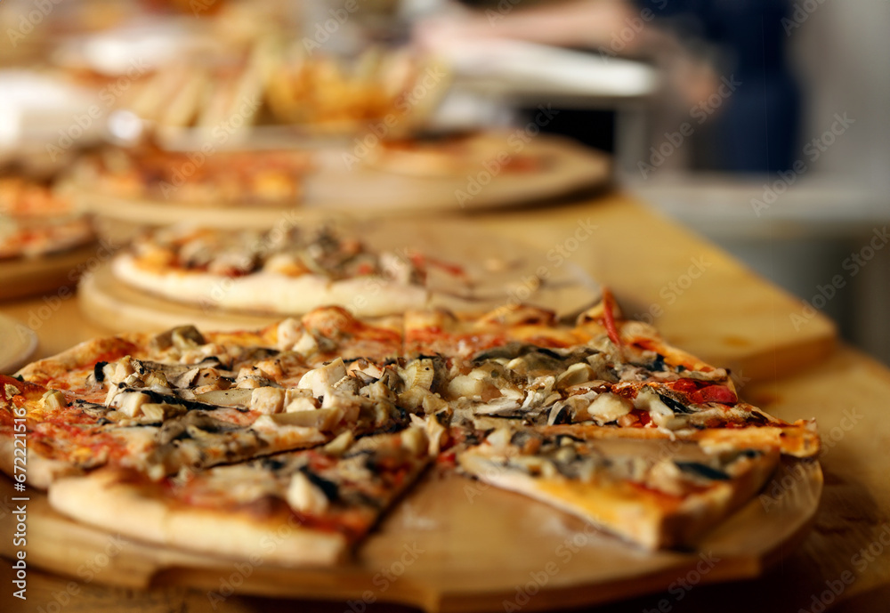 buffet table for a banquet, sandwich and pizza Stock Photo | Adobe Stock