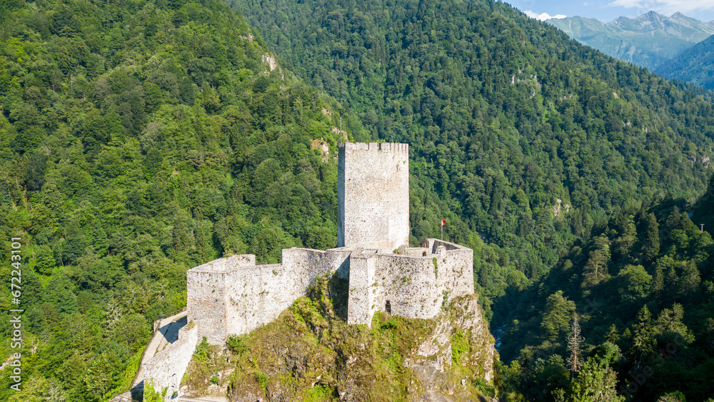 Zil castle. Historical castle located in Rize, Turkey. Medieval castle ...