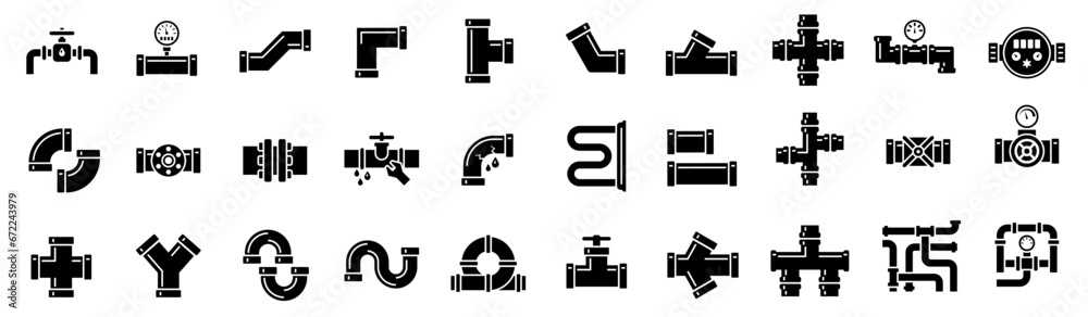 Water, oil or gas M3 pipeline with fittings and valves. Pipeline open ...