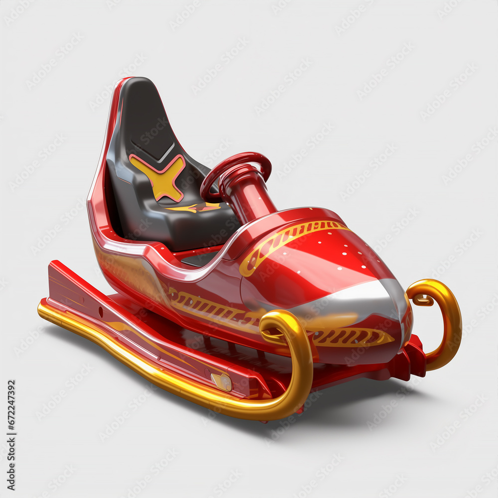 Futuristic cool Santa Claus red and gold sled. Christmas cool modern ...