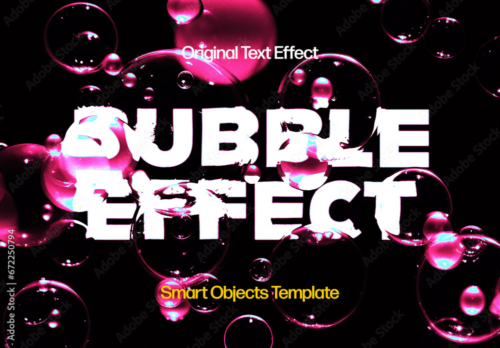 Bubbles Distortion Text Effect Mockup With Generative AI Stock Template | Adobe Stock