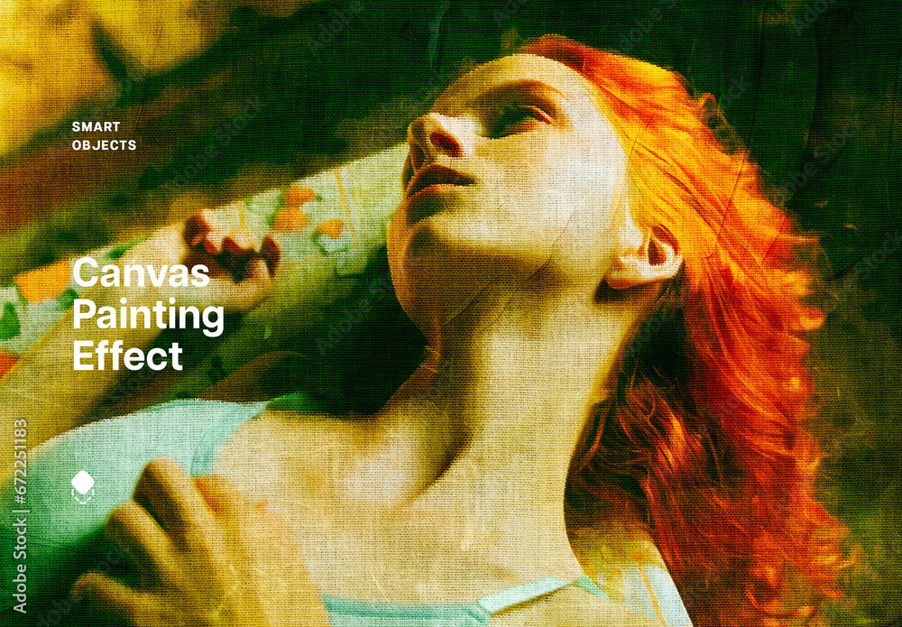 Canvas Painting Photo Effect Mockup With Generative AI Preview Stock ...