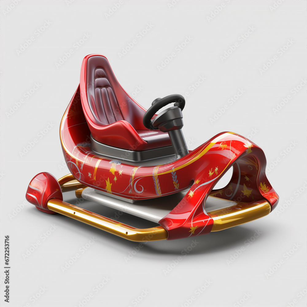 Futuristic cool Santa Claus red and gold sled. Christmas cool modern ...
