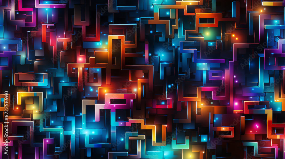 Glowing neon gradient wallpaper with a bright geometric design rendered ...