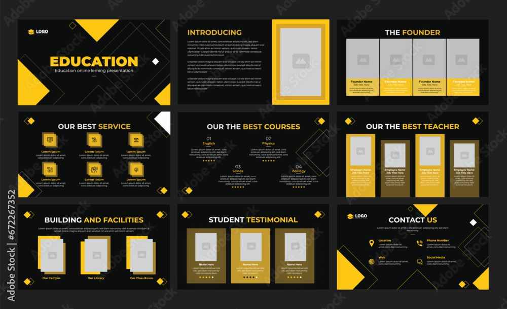education presentation slide template design or pitch deck slide or ...