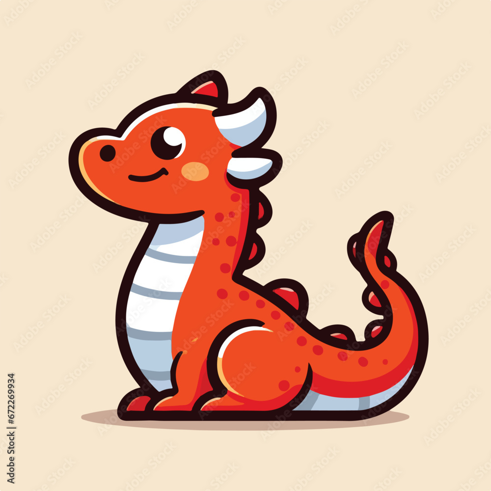 Cute dragon sitting cartoon vector icon illustration animal nature icon ...