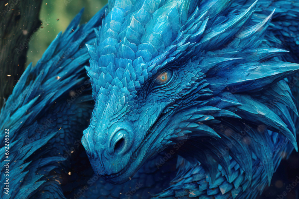 Zodiac symbol Blue Dragon, Chinese New Year, dark background ...