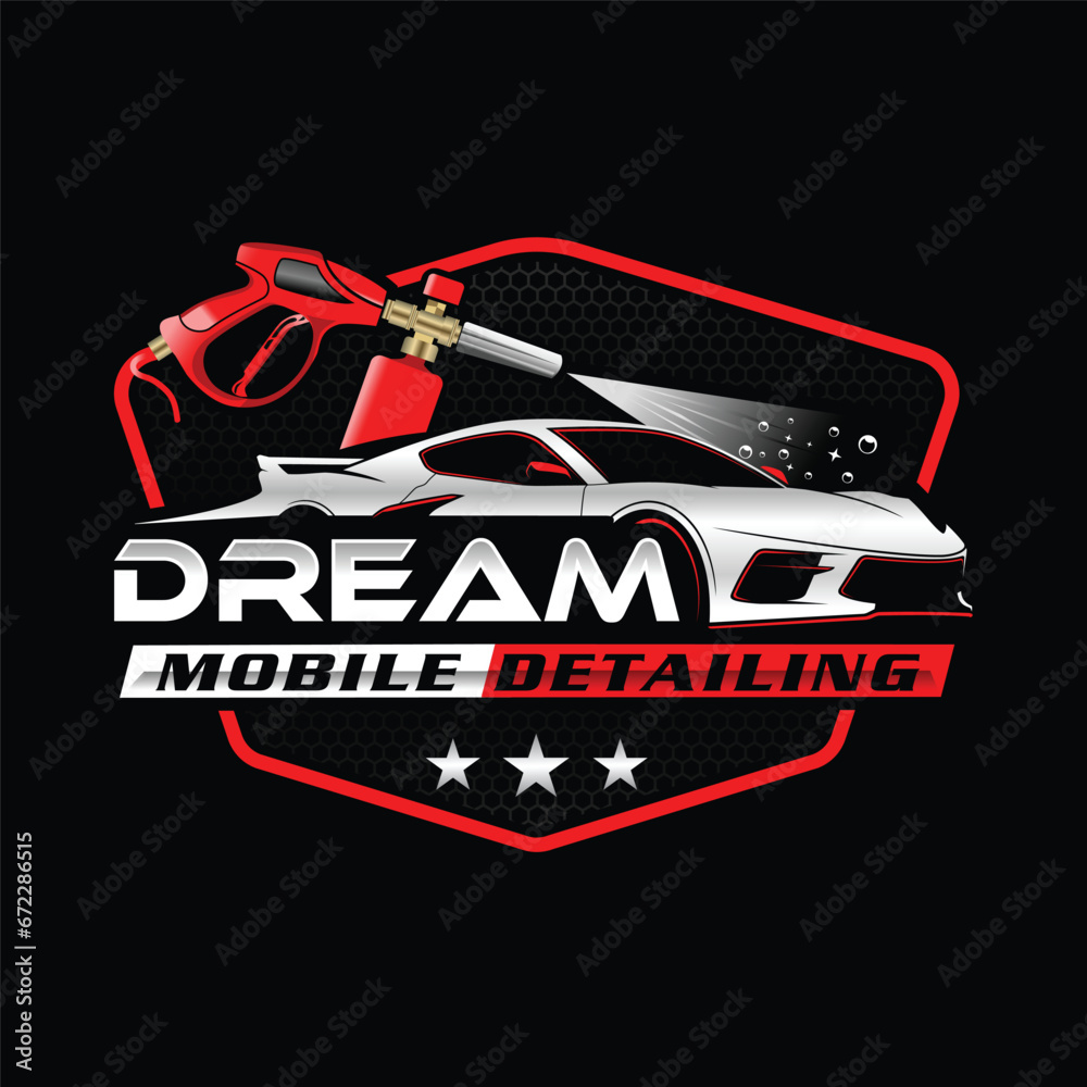 Vector illustration of a modern dream mobile detailing logo with a car ...