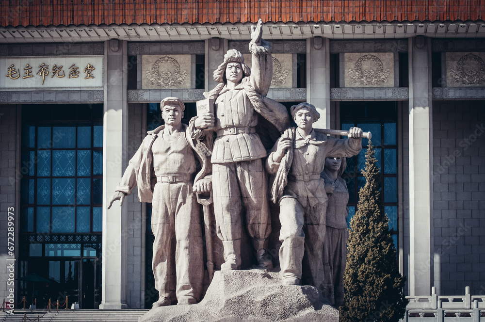 Beijing, China - March 27, 2013: Revolutionary statues in front of ...