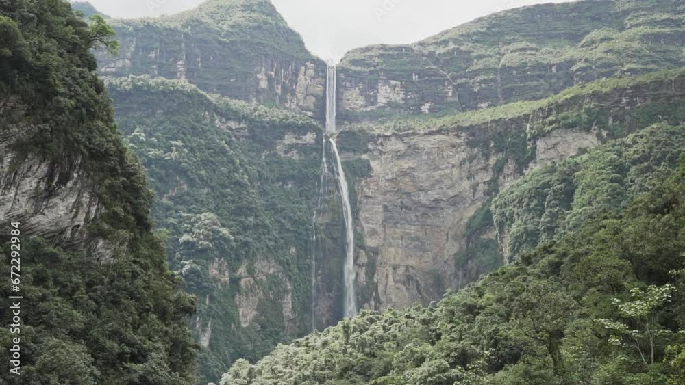 Gocta Cataracts, Catarata del Gocta, are perennial waterfalls with two ...