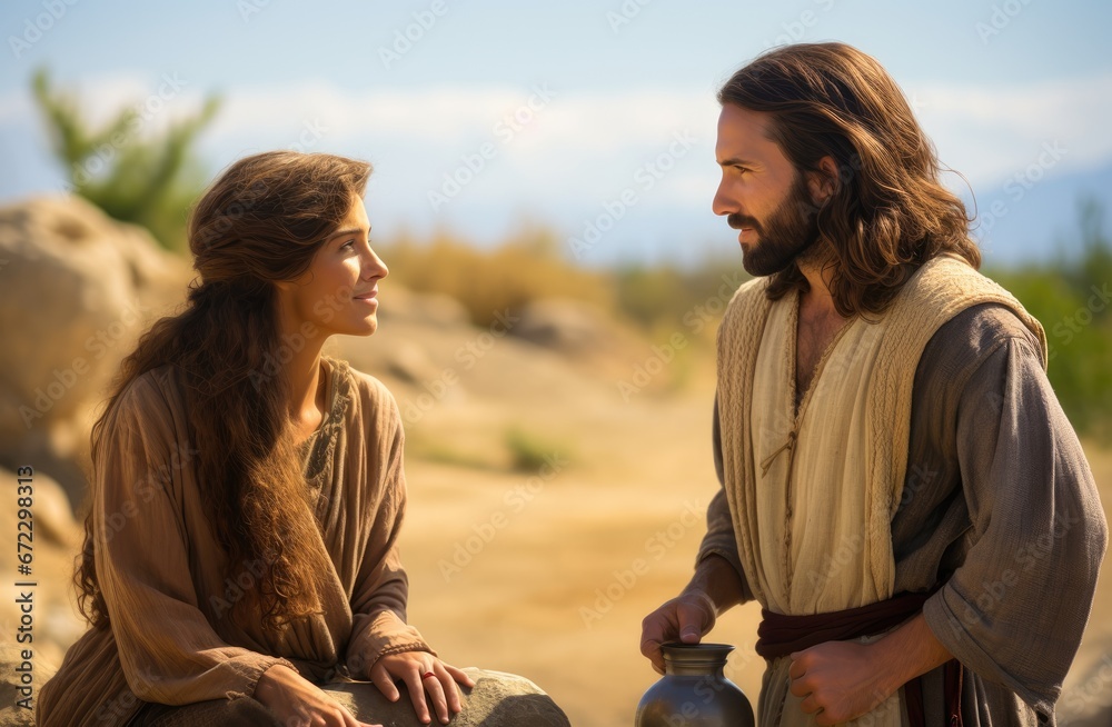 Samaritan of the well. Jesus Christ and the Samaritan woman. - breaking ...