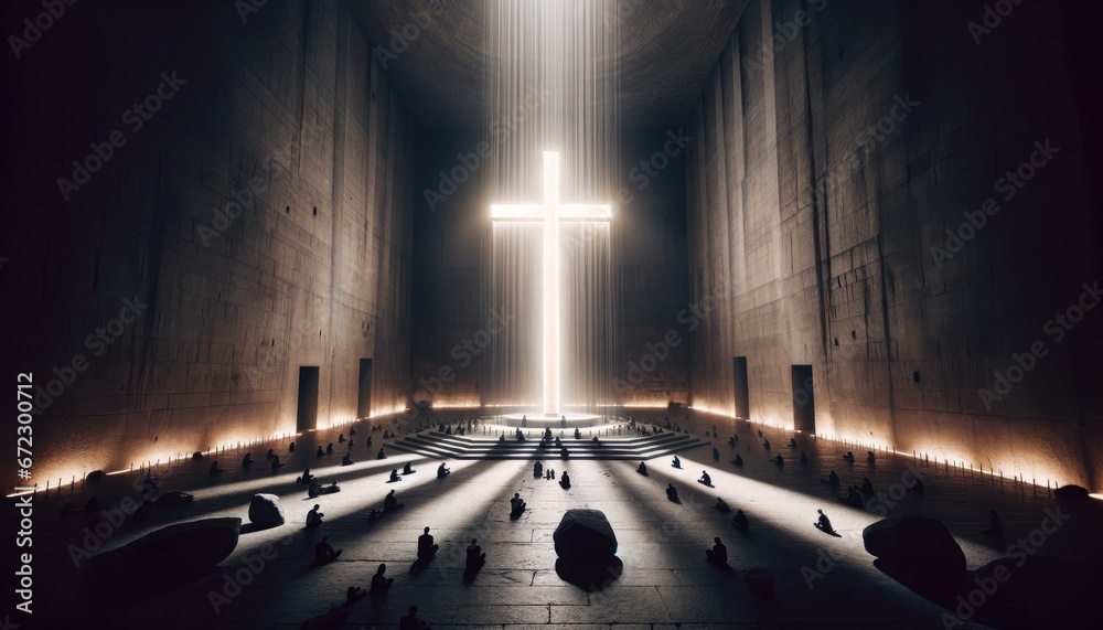 Awe-inspiring image of a massive, illuminated cross radiating a divine ...