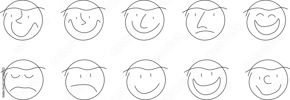 Abstract cartoon people character design comic Faces with various ...
