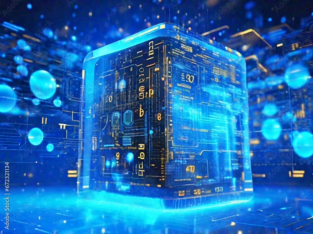 Abstract digital data flow motion with cloud computing, holographic ...