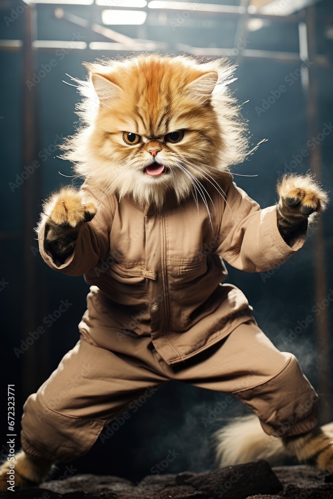Portrait, Cat, Kungfu, Kung fu, Feline, Karate, Martial, Black belt ...