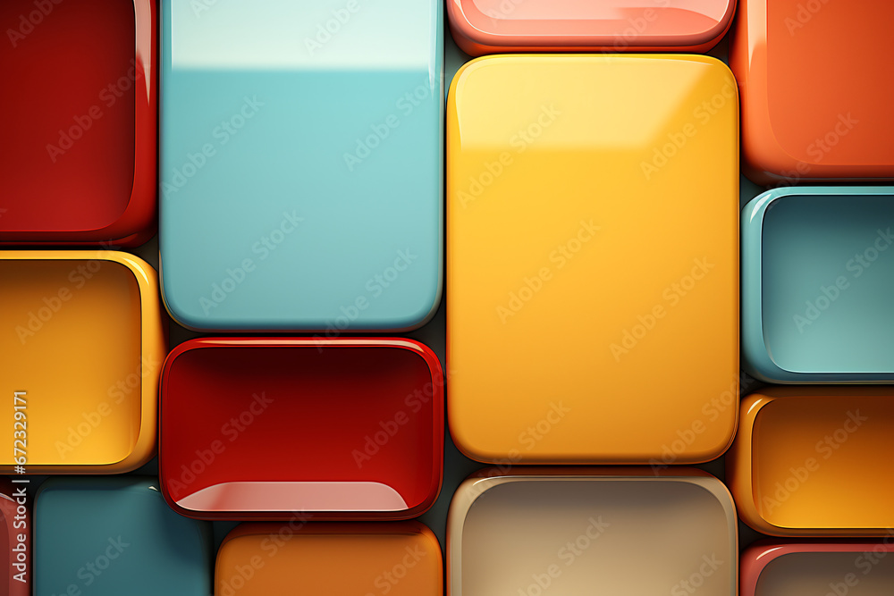Glossy 3D blocks in primary colors with a retro vibe Stock Illustration ...