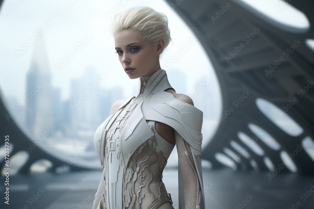Sci-fi, fantasy, fashion and style, make-up concept. Futuristic ...