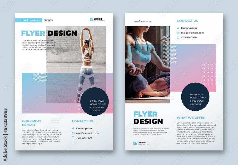 Colorful Business Flyer Layout with Flat Pastele Elements Stock ...