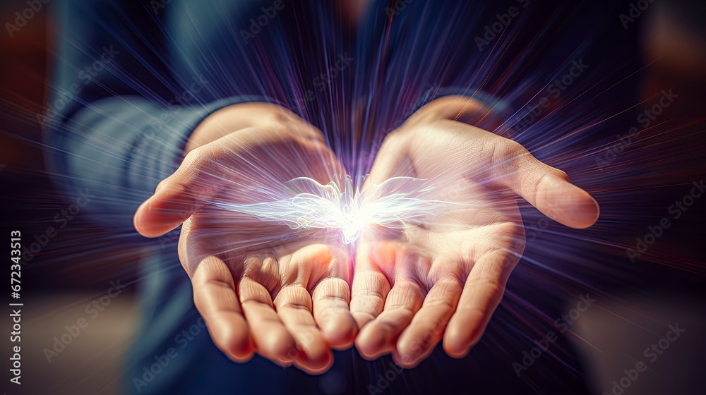 Stunning Healing Energy phenomenon - female hands reaching up into a ...