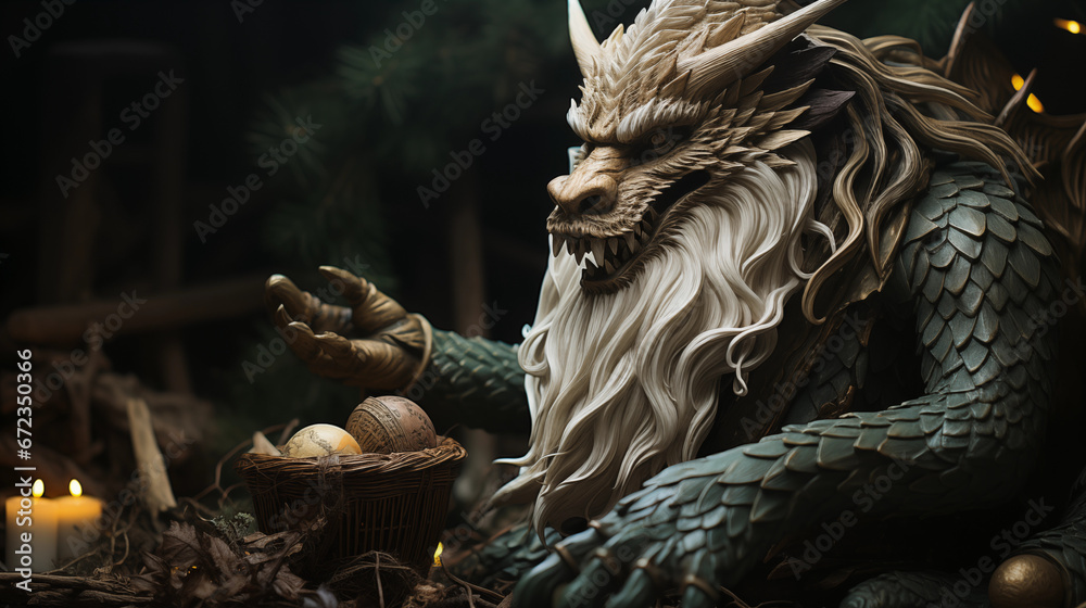 Green Dragon's Wisdom: An aged and wise green dragon imparting wisdom ...
