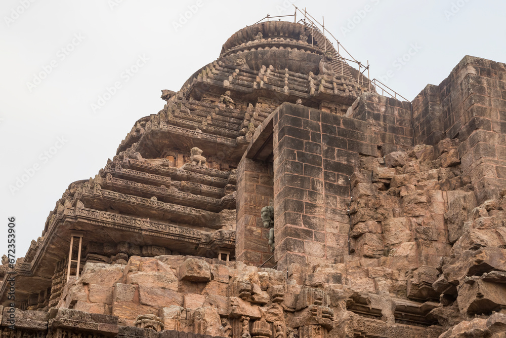 Ancient Indian architecture Konark Sun Temple in Odisha, India. This ...