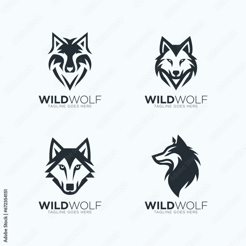 Wolf logo design vector, Wolves head logo design template for a gaming ...