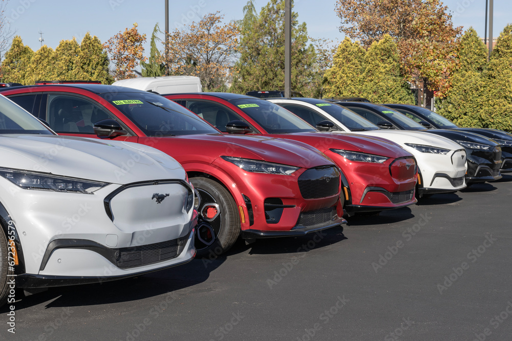 Ford Mach-E Mustang SUV display. Ford offers the Mach-E in Select ...