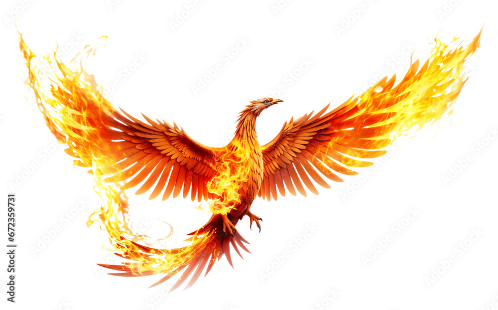 Phoenix on fire png, isolated on white or transparent background, bird ...