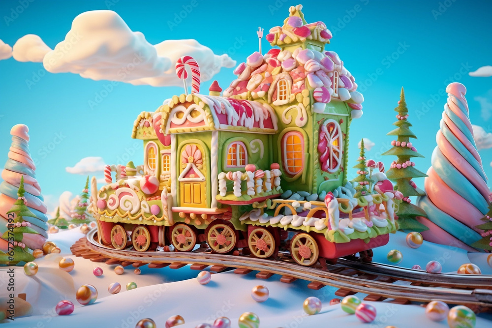 Christmas Gingerbread Train, Fantasy, Put train on the train decorated ...