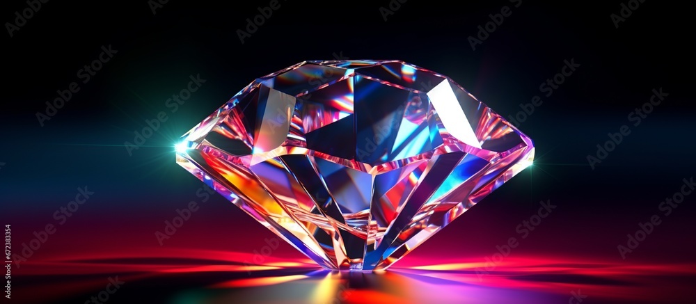 Diamonds on shiny black background, back light, shadows, caustic rays ...