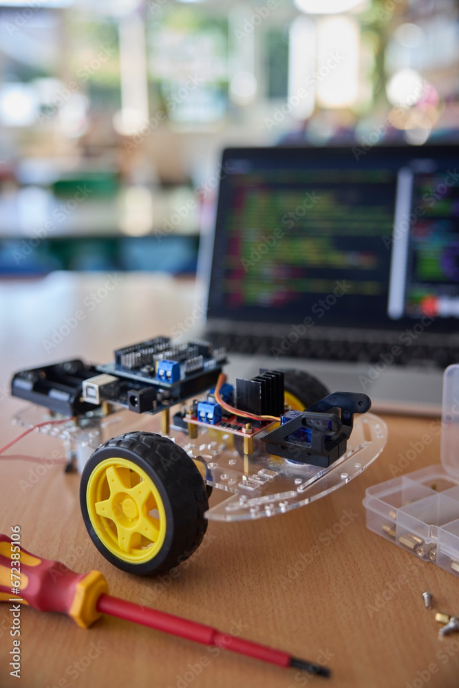 School Science Project In Classroom To Build And Code Robot Car Vehicle ...