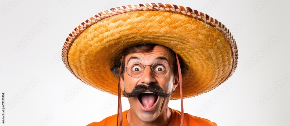 Amusing Mexican person standing alone against a white background Stock ...