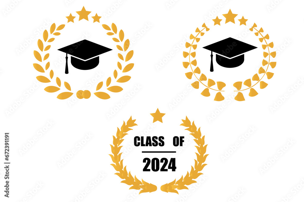 Set of class of 2024 graduation award emblem design template ...