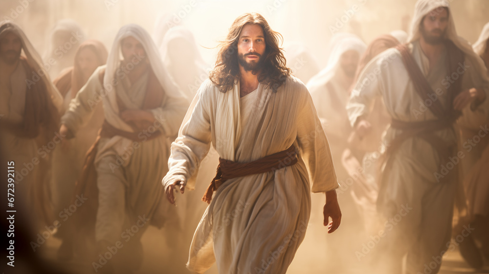 The Ascension of Jesus as He rises to heaven before His disciples, Life ...