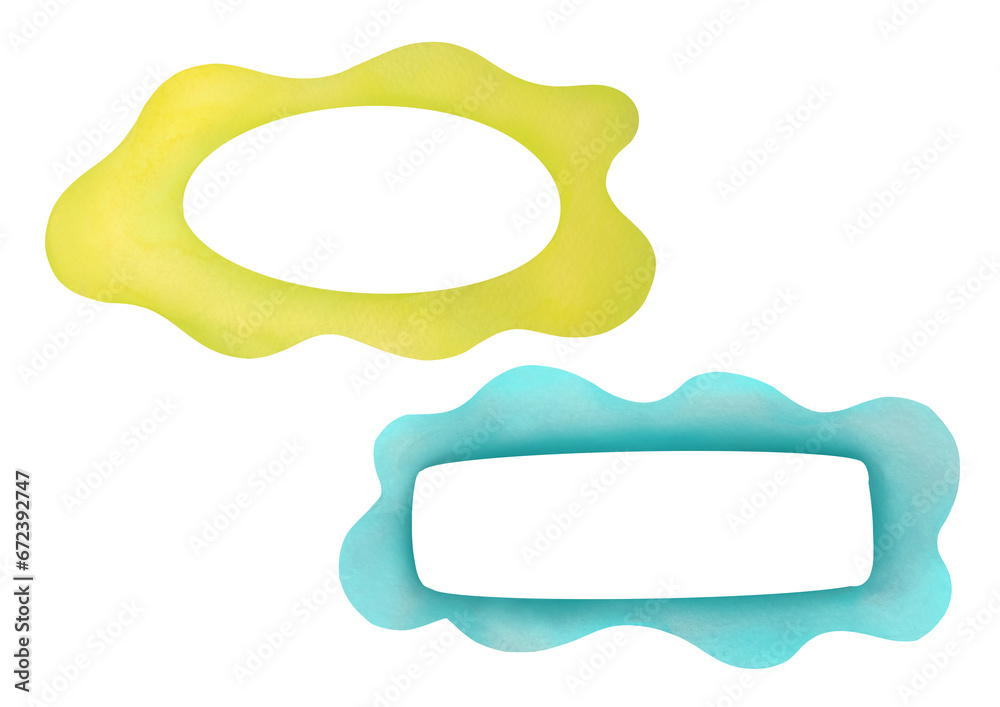 clip art watercolor frame doodles illustration. cut out horizontal oval ...