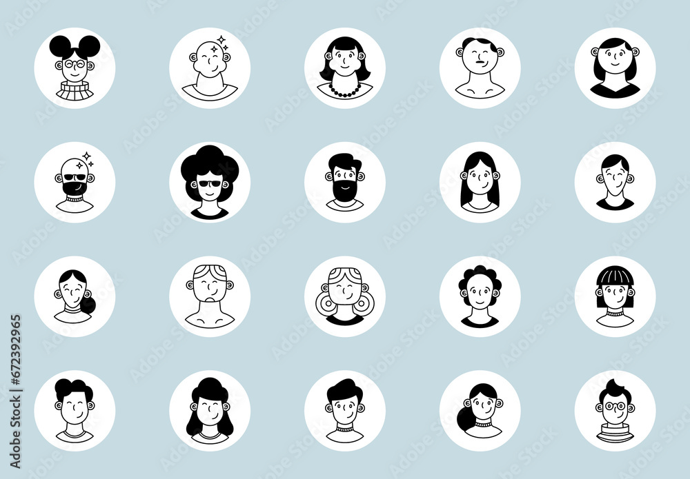 Line Avatar Icon Set Stock Template | Adobe Stock
