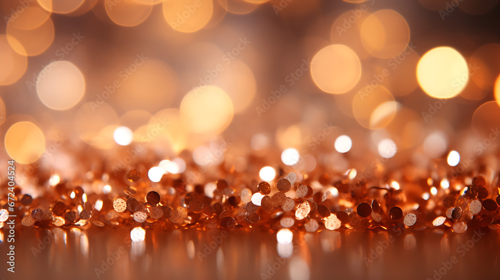 An abstract setting with fiery red and rose gold particles. Luminous ...