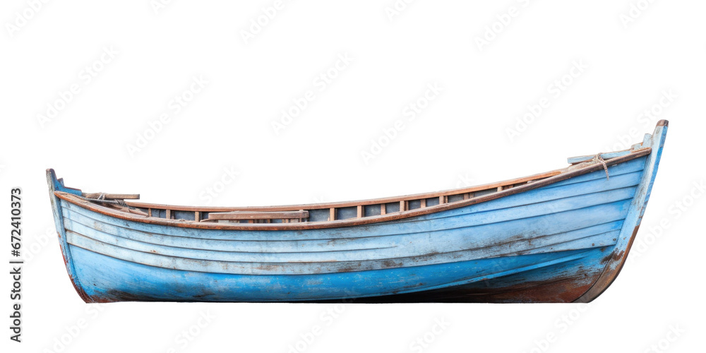 blue wooden boat, png file of isolated cutout object on transparent ...
