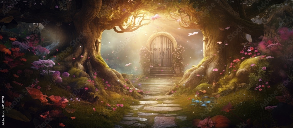 An enchanting trail guides you to a stunning Magical entrance in a ...