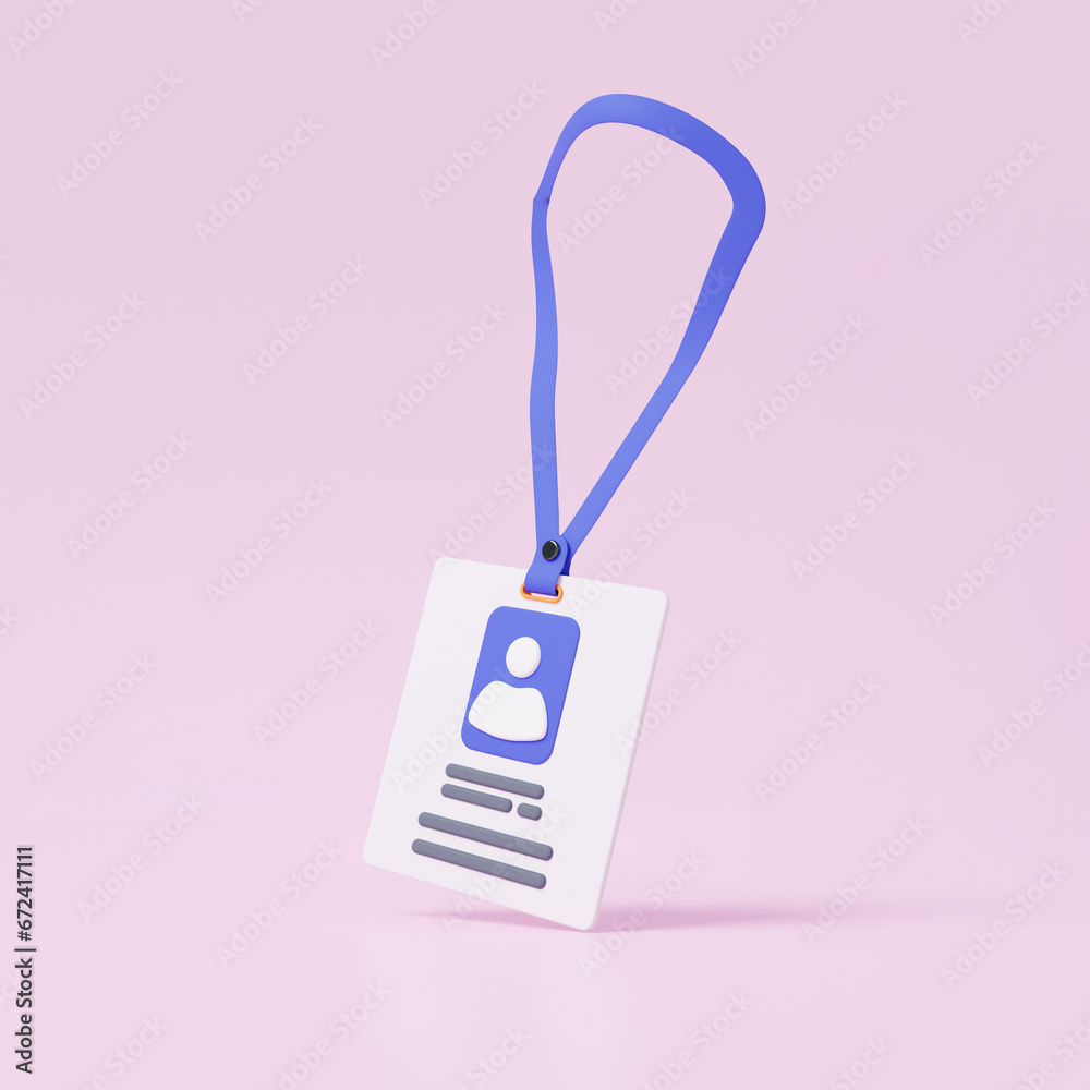 ID card icon on pink background. Identification staff company profile ...
