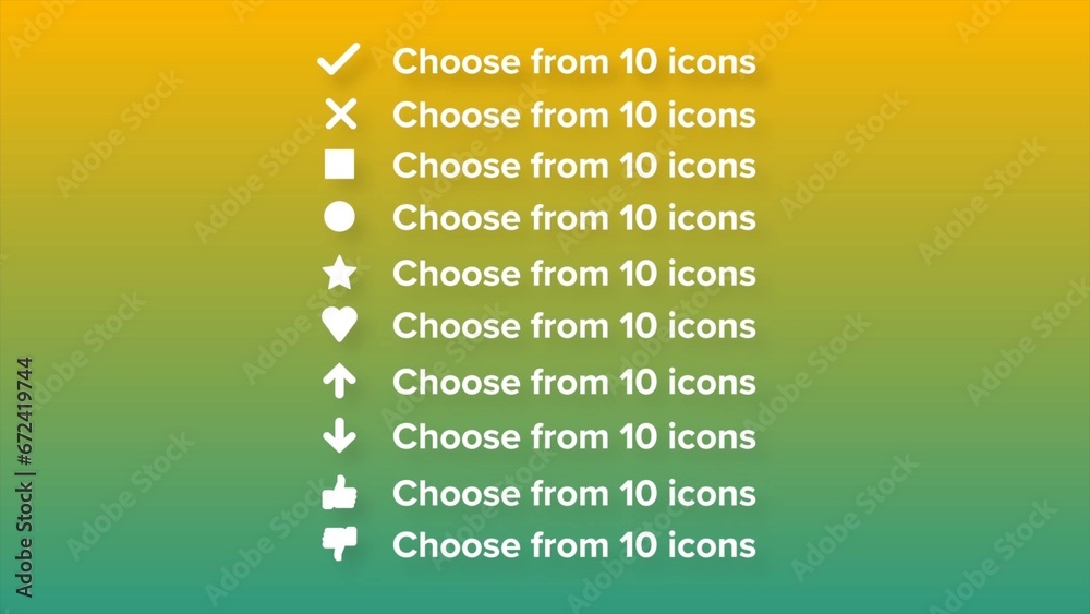 10 Icons with 2 Styles Text Overlay Stock Template | Adobe Stock