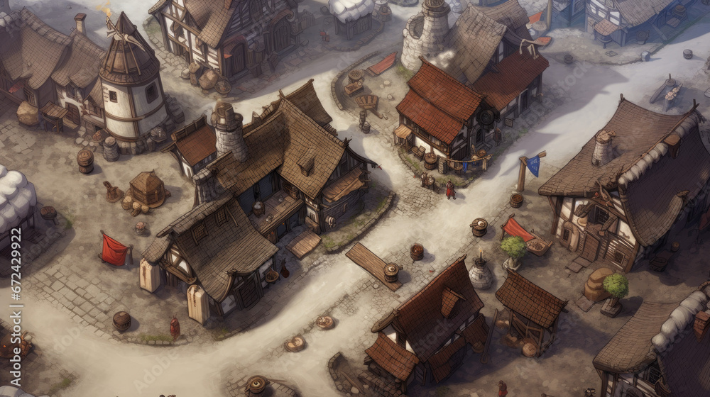 rpg map asset cartography village medieval landscape top down view - by ...