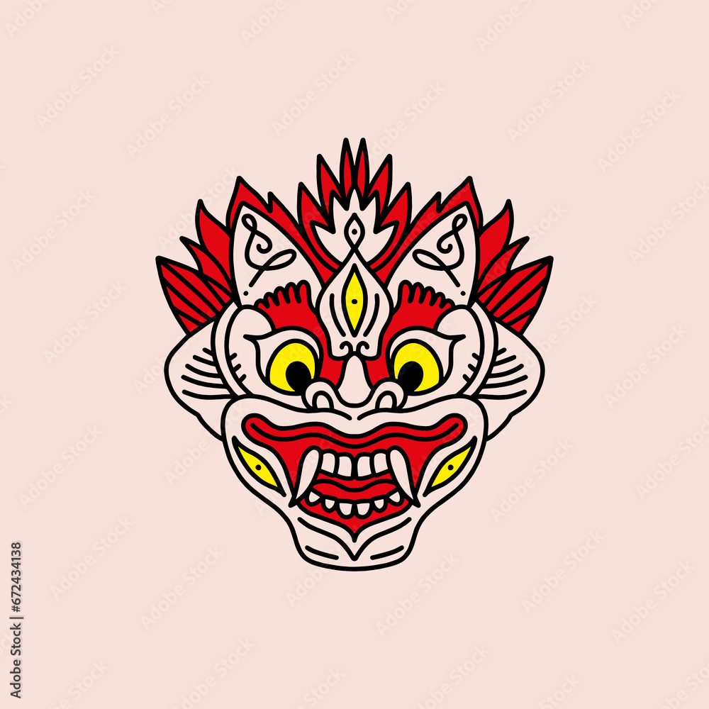Barong ornate line contour silhouette text icon clipart graphics on ...