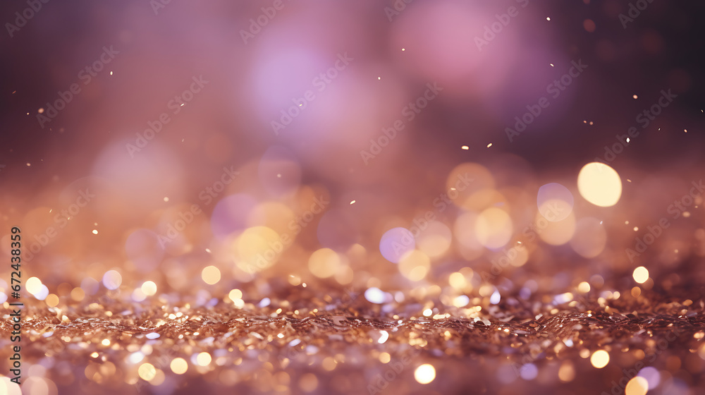 An abstract background with soft lavender and rose gold particles ...