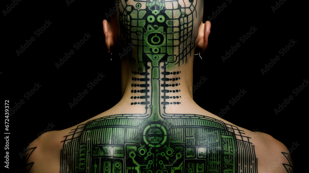 Matrix Tattoo Design, technology background, concept for banner, web ...