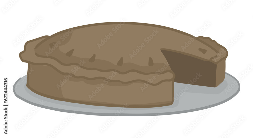Cartoon clipart of pie on plate. Doodle of sweet homemade bakery ...